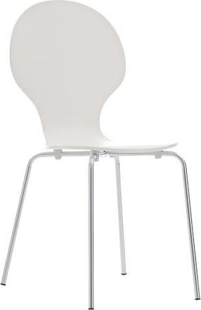 Clp Chaise Empilable Diego I Chaise De Salle &Agrave; Manger Confortable I Structure M&eacute;tallique, Assise en Bois I Design Ergonomique Peu Encombrant, Couleur:Blan