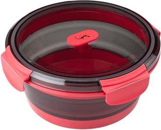 Lurch Frischhaltebox Silikon 800 ml rund Frozen Pink - Faltbar und Auslaufsicher - Lunchbox für unterwegs
