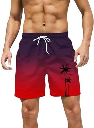 Generic Short de bain d&eacute;t&eacute; pour homme - Short de bain pour la plage, les vacances - Pantalon l&eacute;ger, Rouge, XXL