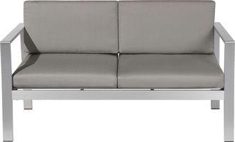 Beliani Klassisches Gartensofa f&uuml;r 2 Personen Kunstholz/Polyester dunkelgrau Salerno