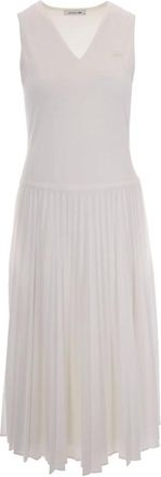 Lacoste Femme, Robes, Blanc, Taille: 40 FR Longue Robe Pliss&eacute;e Sans Manches