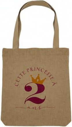 Fabulous Sac Shopping Tote Bag Aspect Lin - Cette Princesse &Agrave; 2 Ans Anniversaire Celebration Enfant Cadeau - Sac de Courses Toile Epaisse 360g Beige Naturel Ca