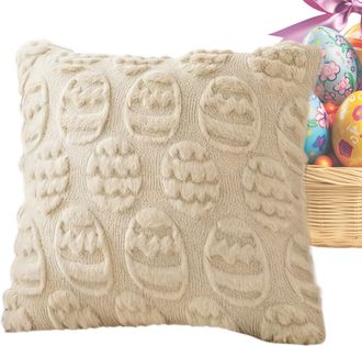 Generic Kissenbez&uuml;ge - 45 x 45 cm aus weichem Leinen mit Eier-Druck, dekorativer Kissenbezug f&uuml;r Sofa, Fr&uuml;hling, Pastell, Bauernhof mit vibrierenden Eiern, So