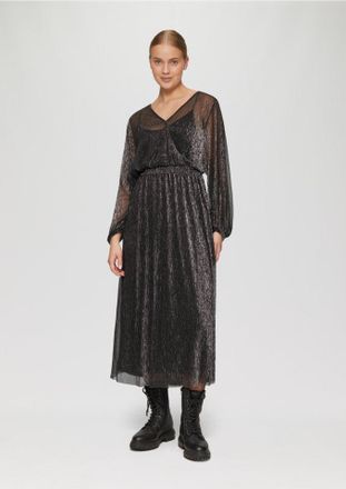 s.Oliver Midikleid Kleid Langes Meshkleid mit Glitzergarn und Smok-Detail