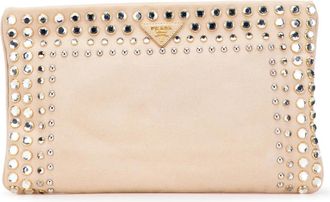 Prada Clutches - Canvas Canapa Studded Vernice Clutch - Gr. unisize - in Braun - für Damen