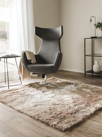 benuta Tapis Shaggy à Poils Longs Whisper Beige/Marron Clair 150X150 Cm - Tapis Doux pour Salon