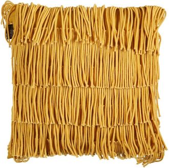 Kaat Amsterdam Flapper Dekokissen einfarbig mit Fransen 40x40cm (Ocker)