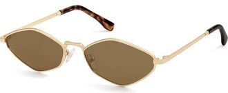 Sojos Lunettes de Soleil Modernes Petites Polaris&eacute;es Femme Homme Vintage Fines Design Irr&eacute;gulier UV400 SJ1233, Marron