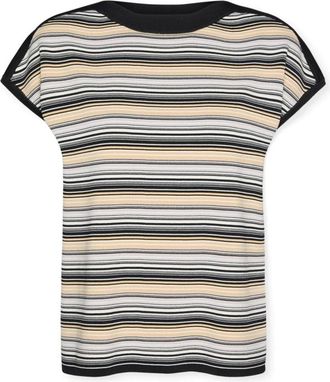 Elena Miro Femme, Tops, Noir, Taille: 38 FR Haut Ray&eacute; en M&eacute;lange de Viscose