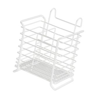 NUOBESTY Essst&auml;bchenhalter aus Eisen mit Abtropffunktion H&auml;ngender Besteckorganizer Wei&szlig; K&uuml;chenutensilienhalter mit Bel&uuml;ftung und Wasserablauf f&uuml;r Geschirrabla