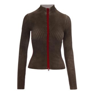 Diesel M-Sarda Gerippter Rei&szlig;verschluss-Strickjacke - - Knitwear - Damen - Braun - M