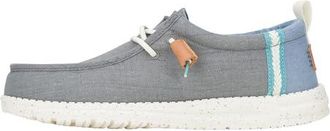 HeyDude Wally Craft Linen Monument Grey/Faded Denim Chaussures pour Homme, Chaussures pour Homme, Mocassins à Enfiler, Confortables et légers