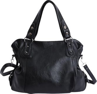 Generic Sac fourre-tout souple en polyur&eacute;thane pour femme - Automne et hiver - Grande capacit&eacute; pour le quotidien, les voyages et le travail, Noir, 14.17x11.02