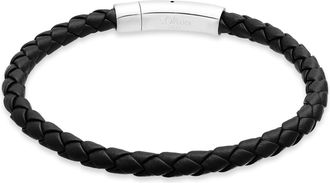 s.Oliver Herren Bracelet - Armband aus Echtleder - IP Schwarz - 22 cm - wasserfest & hautfreundlich