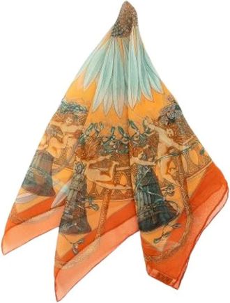 Herm&egrave;s Pre-owned Amours Scarf - Femme - Pre-owned - Orange - Taille: ONE Size