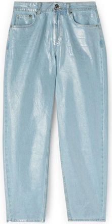 Motivi Femme, Jeans, Bleu, Taille: 38 FR Jean Boyfit Regular &agrave; Finition Lamin&eacute;e
