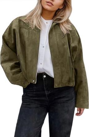Generic Veste en jean &eacute;l&eacute;gante 2026 avec design classique pour une tenue d&eacute;contract&eacute;e, confortable et polyvalente, vert militaire, M