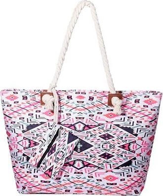 DonDon Grand sac de plage hydrofuge avec fermeture à glissière Sac shopping à bandoulière Kaléidoscope