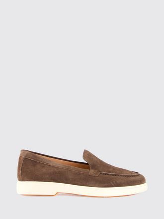 Santoni Mocassins en cuir de veau velours avec bout rond et semelle en caoutchouc