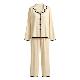 Generic YUJIEBB Long Sve Cotton Spwear Femme Printemps Automne Sle Floral Broderie V&ecirc;tements de Maison Hiver &Eacute;t&eacute; Ext&eacute;rieur Pyjama Portable, F-504Abricot, XL