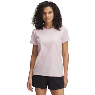 Under Armour Damen UA Rival Core Kurzarm-Top, Prime Pink/Wei&szlig;, XS