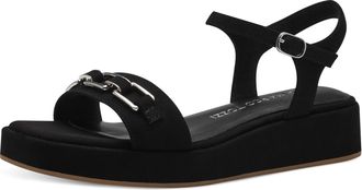 Marco Tozzi Damen Sandalen mit Keilabsatz mit Verstellbarem Riemen Elegant, Schwarz (Schwarz), 39 EU