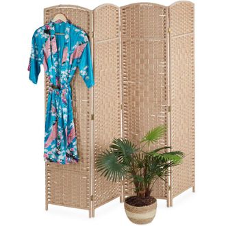 Relaxdays Relaxdays Paravent Raumteiler, HxB: 170 x 160 cm, faltbarer Raumtrenner, 3-teiliger Sichtschutz, Holz, Papierseil, natur