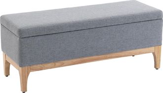 HOMCOM Aufbewahrungsbank, Aufbewahrungsbox mit abnehmbarem Deckel im skandinavischen Stil, Kopfteil aus Leinenstoff, 110 x 39 x 45 cm, grau