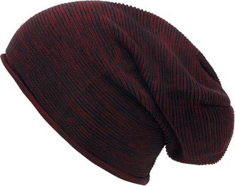 Black Premium by EMP Unisex schwarz-rot melierte Beanie im leichten Strickmaterial Standard