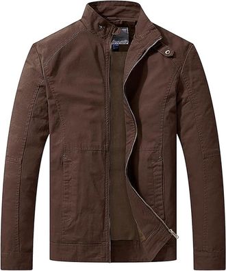 WenVen Herren Milit&auml;r Jacke Leicht Jacke &Uuml;bergangsjacke Feldjacke Cargojacken Leichte Jacke Outdoor Jacke Mantel Kurz Jacke Baumwolle Sommerjacke Kaffee M