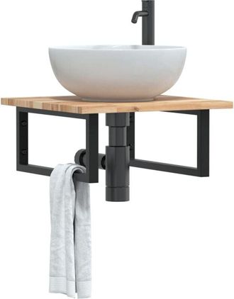 vidaXL Étagère de vasque murale acier et bois massif dacacia vidaXL