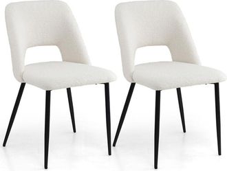 Costway Costway - Chaises de Salle &agrave; Manger Lot de 2, Chaise Velour avec Dossier Creux, Pieds en M&eacute;tal, Chaise Salon Rembourr&eacute;e pour Cuisine, Chambre, Beige