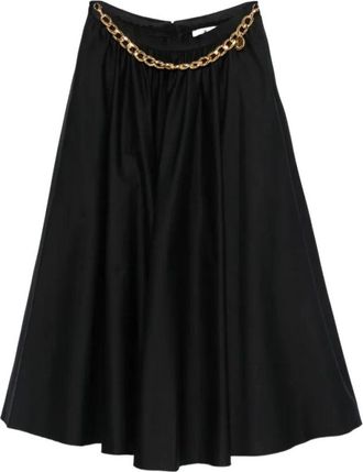 Elisabetta Franchi Femme, Jupes, Noir, Taille: 40 FR Stretch Cotton Skirt with Jewel Detail