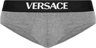 Versace Homme, Sous-v&ecirc;tements, Gris, Taille: L Logo Briefs