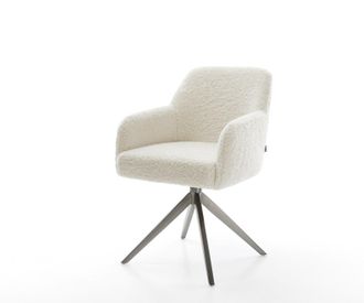 DELIFE Drehstuhl Greg-Flex Teddystoff Beige Kreuzgestell breit Graphit 360&deg; drehbar Wippfunktion Taschenfederkern, Esszimmerst&uuml;hle