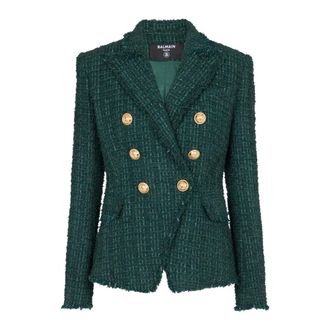 Balmain Tweedjacke mit 6 Kn&ouml;pfen - - Jackets - Damen - Gr&uuml;n - XS