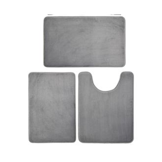 Generic Dreiteilige Toilette, Badematte, Dusche, saugf&auml;higer, Rutschfester Teppich, weich und bequem, Waschk&uuml;che(Light Gray)