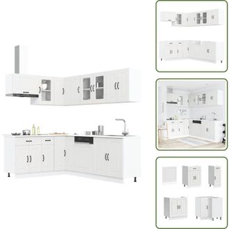 vidaXL 11-tlg. K&uuml;chenschrank-Set Kalmar Wei&szlig; Holzwerkstoff - K&uuml;chenschrank-Set - K&uuml;chenschrank-Sets - K&uuml;chenzeile Einbauk&uuml;che - K&uuml;chenschrank