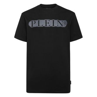Philipp Plein Homme, Tops, Noir, Taille: 3XL T-shirt Col Rond MC Imprim&eacute; Effet Spray