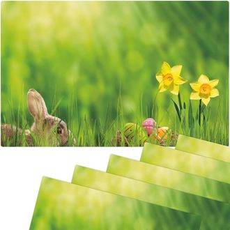 Matches 21 matches21 Frühlingshafte Tischsets Platzsets Motiv abwaschbar Osterhase Osterglocke Wiese bunt 6er 43,5x28,5 cm