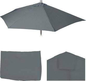 Mendler Ersatz-Bezug für Sonnenschirm halbrund Parla, Sonnenschirmbezug Ersatzbezug, 270cm Stoff/Textil UV 50+ 3kg - anthrazit