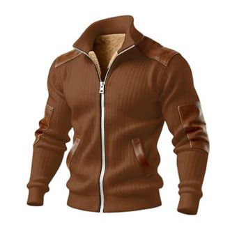 Generic Veste tricot&eacute;e &agrave; fermeture &eacute;clair - Manteau &eacute;pais d&eacute;contract&eacute; pour un usage quotidien - Confortable et chaud - Col montant, BW2., XXL