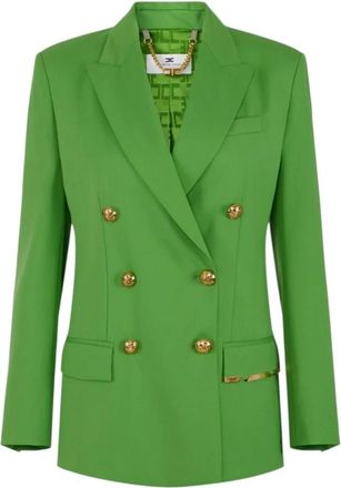 Elisabetta Franchi Femme, Vestes, Vert, Taille: 40 FR Giacca placca gioiello