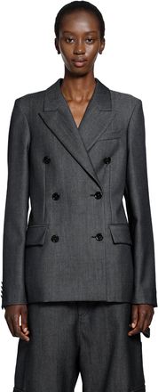 Balenciaga Wool Denim Twill Double-Breasted Blazer