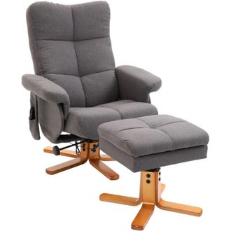 HOMCOM Homcom - Massagesessel mit Hocker, 360&deg; drehbarer Elektrischer Relaxsessel mit Liegefunktion und Stauraum, TV-Sessel Fernsehsessel mit Seitentasche