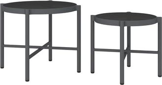 OUTSUNNY Lot de 2 Tables Basses de Jardin gigognes avec Plateau en Verre trempé, Cadre en Aluminium pour Balcon, Patio, Porche, Noir