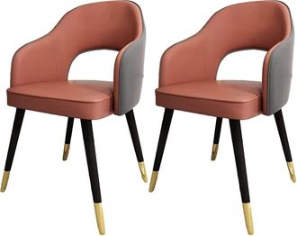 Generic Set Aus 2 Modernen Nordischen Sesseln - Hellgraue Esszimmer- Und Loungest&uuml;hle Aus PU-Leder Mit Metallbeinen(Khaki Kaki)