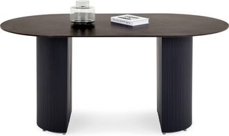 IDIMEX Esstisch LISANDRO 160 x 90 cm oval mit Keramik- Platte160x90cm, Dunkelgrau/Schwarz - moderner Küchentisch mit robuster Keramik- Platte und stabilem Me