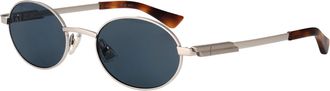 Bottega Veneta BV1470S Silver Metal Oval Sunglasses - Silver