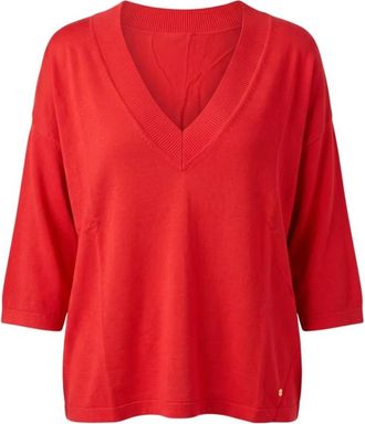 Trussardi V-Ausschnitt Strickware - - Knitwear - Damen - Rot - XS